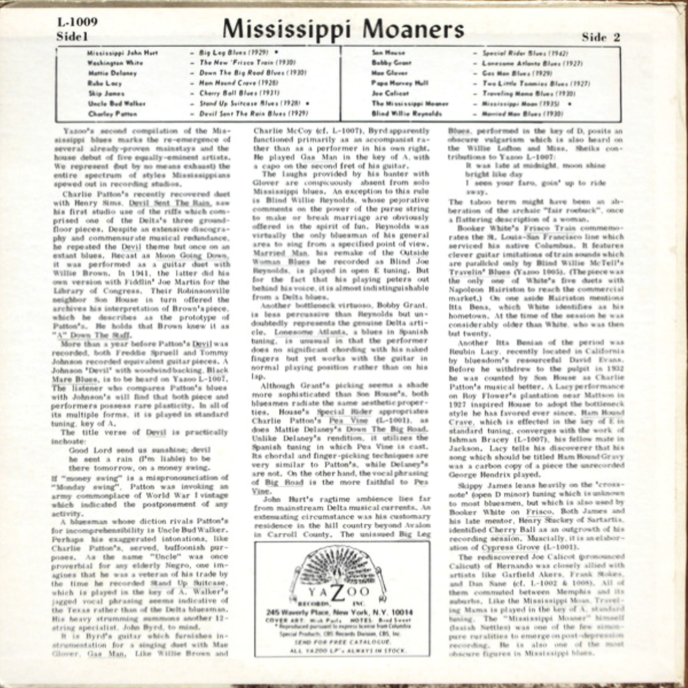 Illustrated 'Mississippi' Joe Callicott discography